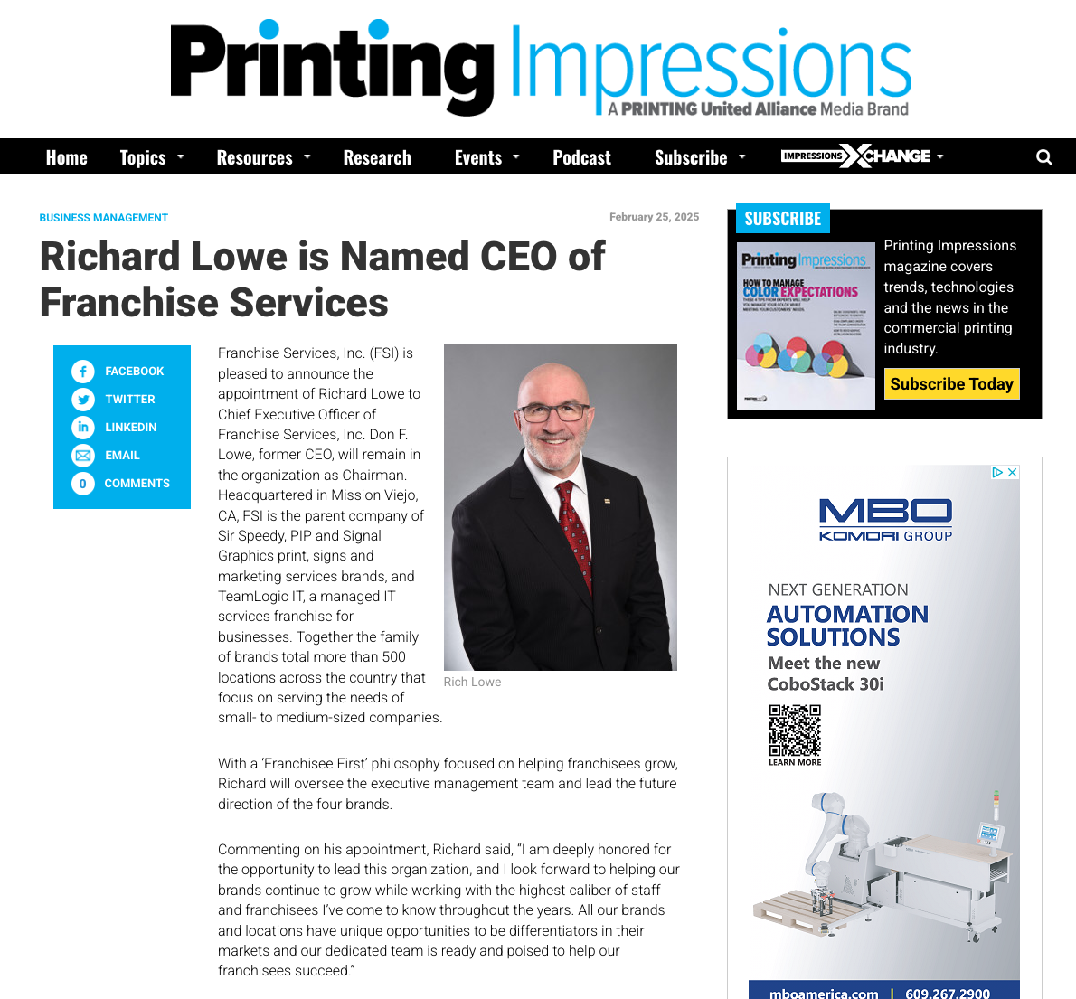 Franchise Services is pleased to announce the appointment of Richard ...